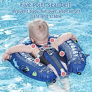 Mambobaby Newest Compressible Folding Baby Self-Inflating Float with Sun Canopy – Blue