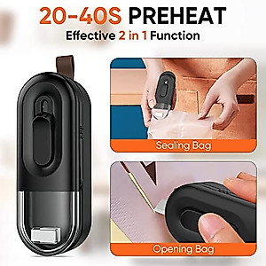 Mini Bag Sealer,2 in 1 Handheld Portable Chip Bag Sealer, Heat Seal with Cutter, for Snack Plastic Bags Storage