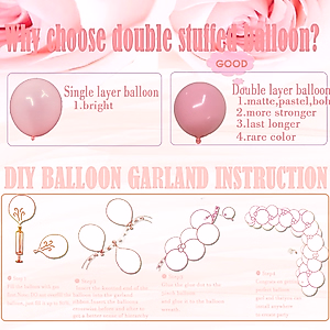 SCMDOTI Pink Balloon Garland Arch Kit, Double Stuffed Rose Pink Balloons and Nude White Balloons,Pastel Hot Pink balloons Garland for Girls Birthday Baby Shower Princess Theme Party Decorations