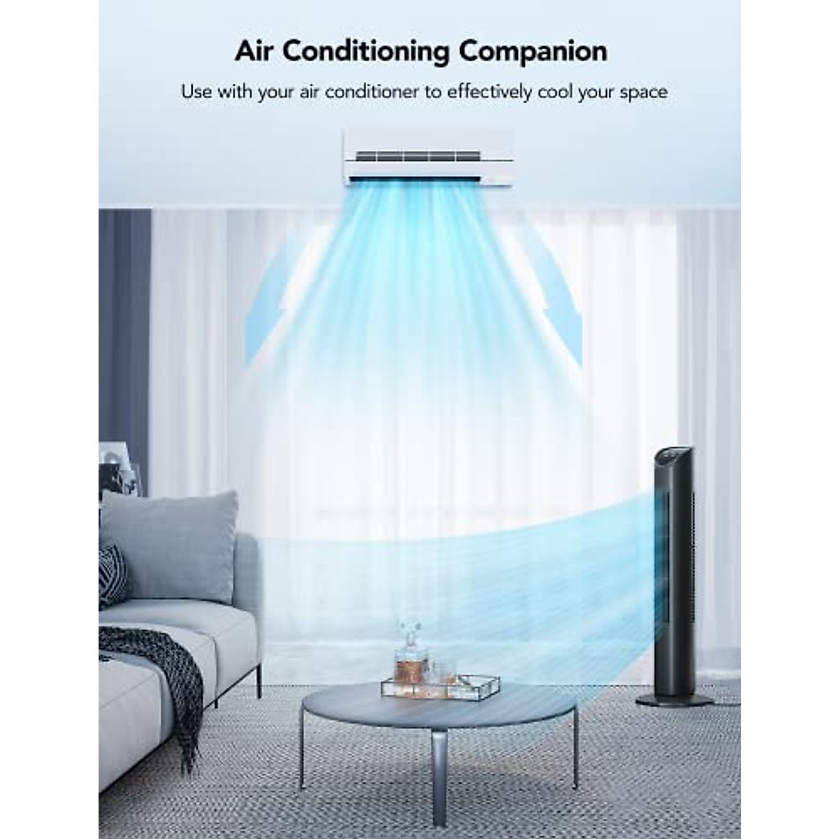 Govee Smart Tower Fan for Bedroom with Hygrometer Thermometer H5177, WiFi Oscillating Fan with Auto Mode, App Control, Room Fan with 8 Speeds 3 Modes, 24H Timer, Works with Alexa for Home Office