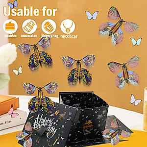 WUEURU Butterfly Explosion Gift Box, Flying Butterfly Surprise Box,Exploding Butterfly Birthday Box Surprise Cake Explosion Box, DIY Butterfly Pop Up Box for Christmas, Halloween, New Year, Birthday