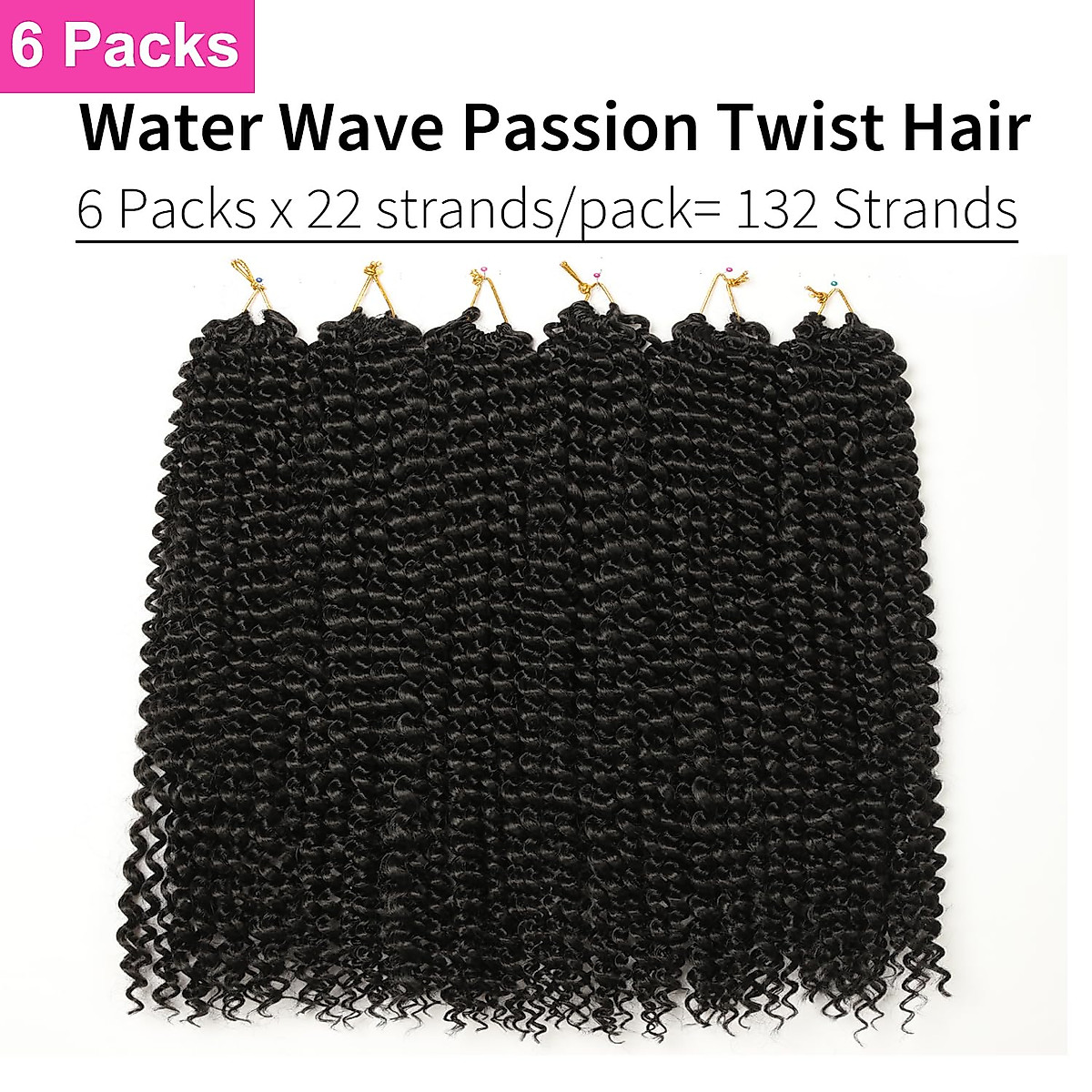 Ubeleco Passion Twist Hair 18 Inch 132 Strands Water Wave Crochet Hair Long Curly Braiding Hair Spring Twist Crochet Braids Hair Extensions for Black Women(18inch,1B)