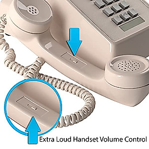 Home Intuition Classic Corded Phone for Hearing Impaired Telephone for Seniors with Extra Loud Ringer (Ash)