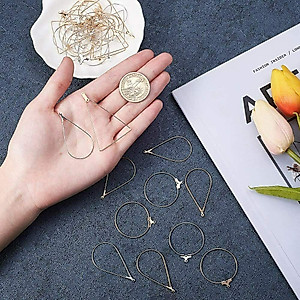 TopBine 60pcs Hoop Earrings Set - Round, Teardrop, Triangle - Gold K, White K - DIY Earring Making