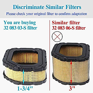 HOODELL Professional 32 083 03-S Air Filter, Durable 32 883 03-S1 Air Filter with Pre Cleaner, Fits Kohler Courage Engine SV710 SV715 SV720 SV730 SV735 SV740 Air Filter