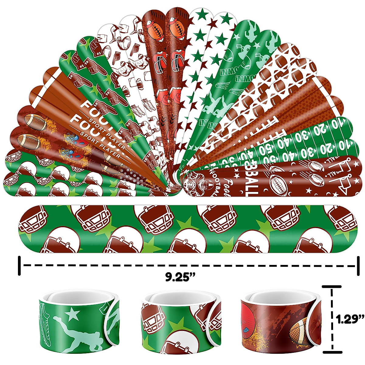 48PCS Football Party Favors 24PCS Tattoos 24PCS Slap Bracelets Wristbands Kids Themed Birthdays Party Supplies Decorations Decor American Rugby Fans Cheerleaders Boy Gifts School Classroom Prize