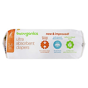 BabyGanics - Ultra Absorbent Diapers Stage 1 (8-14 lbs.) - 34 Diaper(s)