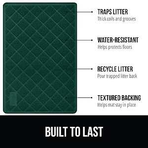 GORILLA GRIP Cat Litter Box Mat, Water Resistant Kitty Litter Trapping Mat, Textured Backing, Easy to Clean, Less Waste and Clean Floors, Kitten Supplies for Indoor Cats, Soft on Paws, 30x20 Green