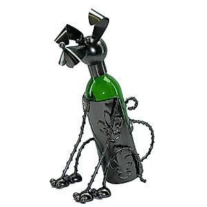 WINE BODIES Sitting Dog Metal Wine Bottle Holder, Charcoal