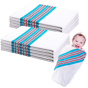 Remerry 8 Pcs Receiving Blanket, 30 x 40 Inch Hospital Blankets 100% Cotton Flannel Soft Warm Swaddle Blankets for Unisex Girl Boy Baby Newborn, Swaddle Newborn Wrap Flannel Receiving Blankets