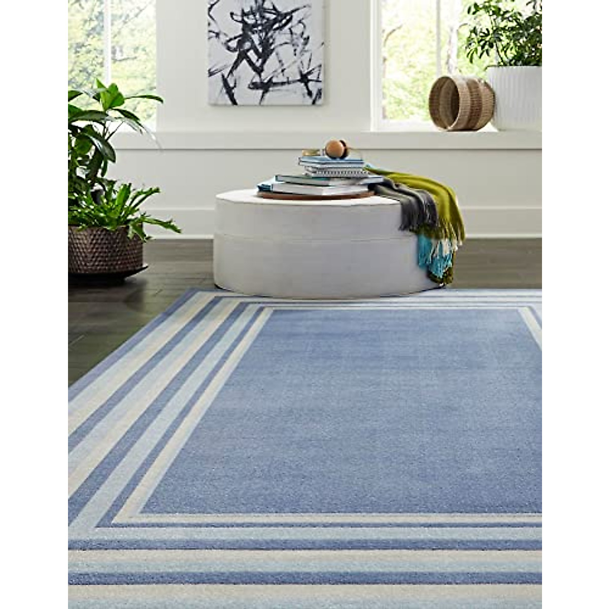 Unique Loom Lotus Collection Area Rug - Guyana (5' x 8' Rectangle, Blue/Light Blue)