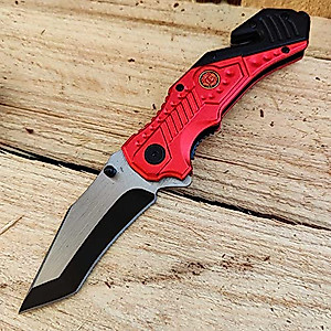 Survival Folding Pocket Knife, Assist Open, RED