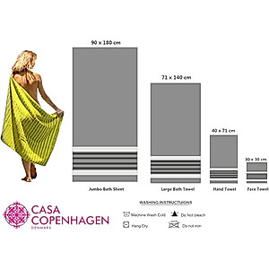 CASA COPENHAGEN He & She 6 Pieces Towel Set- California Blue + Green, 550 GSM 2 Bath Towel 2 Hand Towel 2 Washcloth, Designed in Denmark Made of Soft Egyptian Cotton for Bathroom, Kitchen & Shower