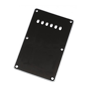 Musiclily 6 Hole Guitar Back Plate Tremolo Cavity Cover Backplate for China Made Squier Guitar Parts,3Ply Black