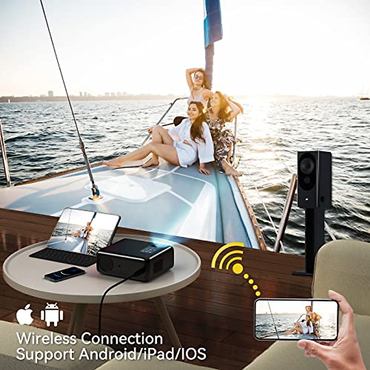 WiFi Bluetooth Projector, Rayfoto 9500L HD Native 1080P Projector, 4K Support Outdoor Movie Projector, Home Projector Compatible with TV Stick, PC, DVD, Laptop / Extra Bag Included, RD-881