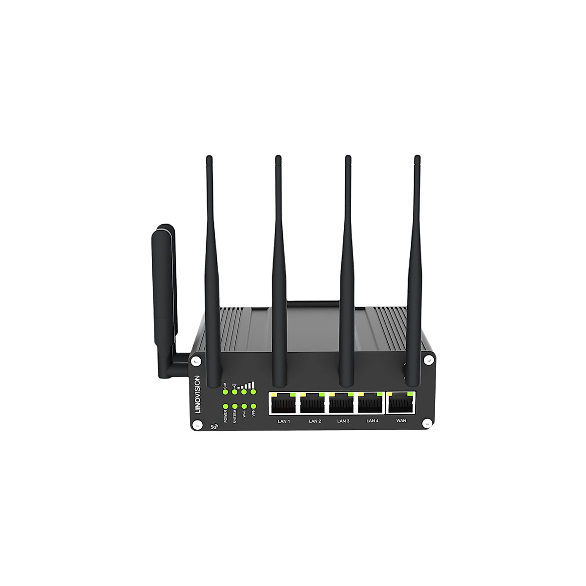 LINOVISION Industrial 5G Cellular Router with Dual 5G SIM Cards and RS232/RS485 IoT Integration, 5G LTE Router Supports Gigabit Ethernet, WiFi 5G/4G