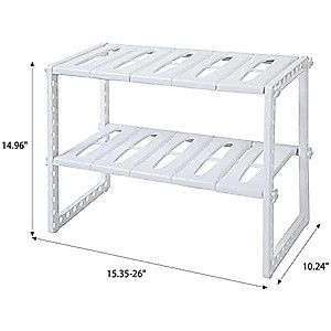 Comoo Under Sink Organizers And Storage,2-Layer Expandable Under Sink Organizer With Adjustable Lenth And Shelves，Multifunctional Under Sink Storage For Kitchen,(15.35-26 x 10.24 x 14.96)'