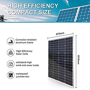 120 Watts 12 Volts Monocrystalline Solar Panel High Efficiency Module PV Panel for Battery Charging Boat Caravan RV and Any Other Off Grid Applications