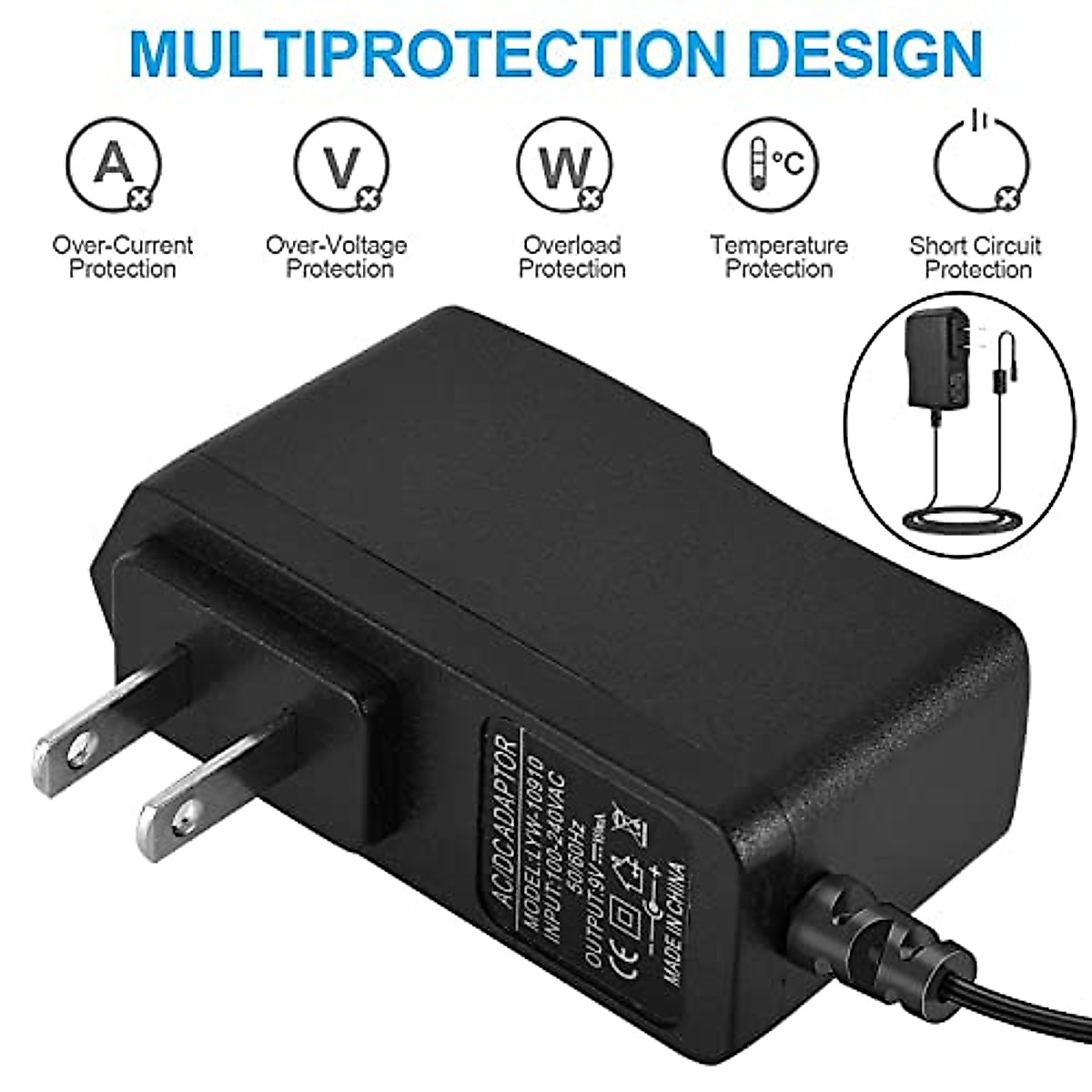 BESSTUUP 850mA Keyboard Power Supplies Guitar Pedal Adapter 6.6ft for Electric Guitar Accessories