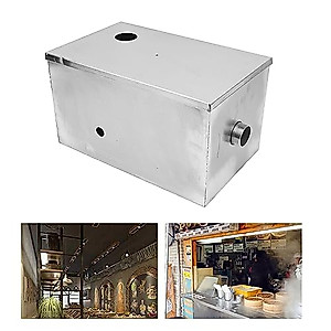 400x250x230mm Grease Trap, Commercial Grease Interceptor 3 Level Filtration Waste Interceptor Stainless Steel Waste Water Oil Water Separator for Home Kitchen, Restaurant, Factory