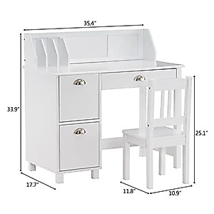 DCOT (90 x 45 x 86 cm Painted Student Desk and Chair Set Study Table Set Study Table B White (
