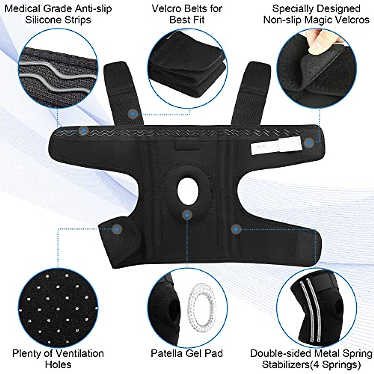 NEENCA Professional Knee Brace for Knee Pain, Adjustable Knee Support with Patella Gel Pad & Side Stabilizers, Medical for Arthritis, Meniscus Tear, Injury Recovery, Pain Relief, ACL, Sports