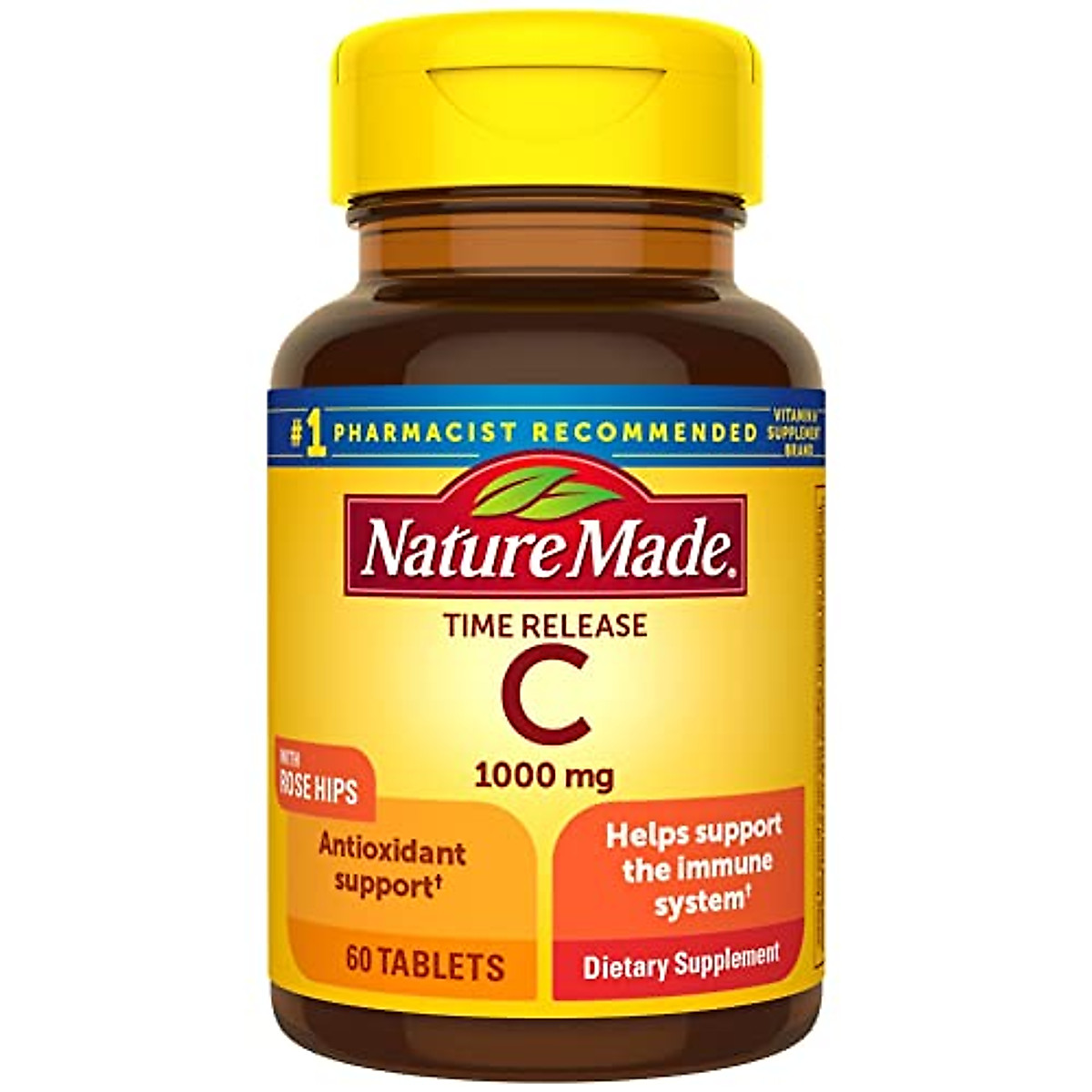 Nature Made Vitamin C 1000 mg Time Release Tablets with Rose Hips, 60 Count to Help Support the Immune System (Pack of 3)