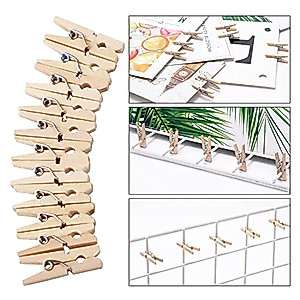 UPlama 400 Mini Clothespins with Jute Twine Mini Natural Wooden Clpthespins Photo Paper Peg Pin Clip
