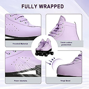 Roller Skates for Women Men PU Leather Classic Roller Skates Adjustable Four-Wheel High-Top Shoes for Beginner, Professional for Indoor Outdoor Girls Unisex