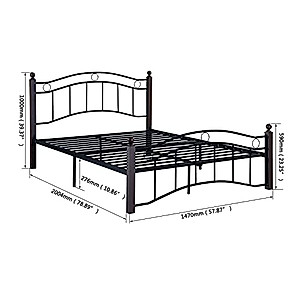 Epinki Full Size Metal Bed Frame with Headboard and Footboard, Black, No Box Spring Needed, Easy Assembly