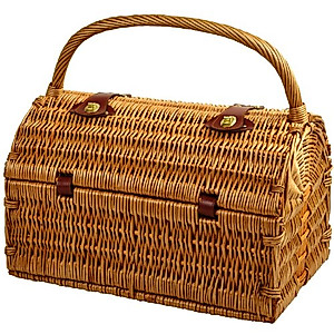 Picnic at Ascot Huntsman English-Style Willow Picnic Basket with Service for 2 and Blanket- Designed, Assembled & Quality Approved in the USA