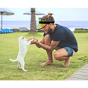 Nicky Bigs Novelties Clear Holographic Iridescent Mirrored Metallic Colored Plastic Sun Visor Tennis Beach Vegas Dealer Golf Hat, Oil Slick