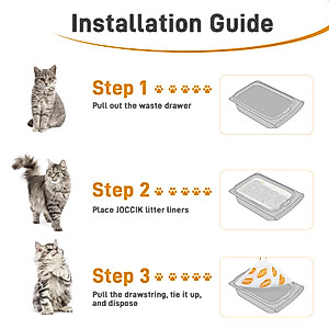 Drawstring Litter Liner Bags Compatible with Automatic Cat Litter Boxes 100 Count Tear Resistant Waste Drawer Liners