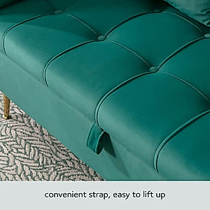 LukeAlon Modern 52" Wide Velvet Loveseat Sofa, Button Tufted Upholstered Counch with Gold Metal Legs Classic Storage Love Seats with Pillows for Living Room Small Places, Green