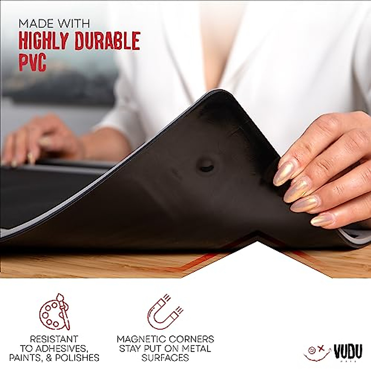 VUDU Magnetic Mat - Multi-Purpose PVC Hobby Mat with Magnetic Corners, Crafting Work Surface for Radio Control Hobbies, Model Making, Jewelry Making, Wood working, and more (Large)