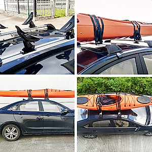 Alavente Kayak Saddles, Boat Canoe Carrier Tie Down Straps Surf Ski Roof Top Mounted on Car SUV Truck Crossbar, Universal Kayak & Canoe Car Racks