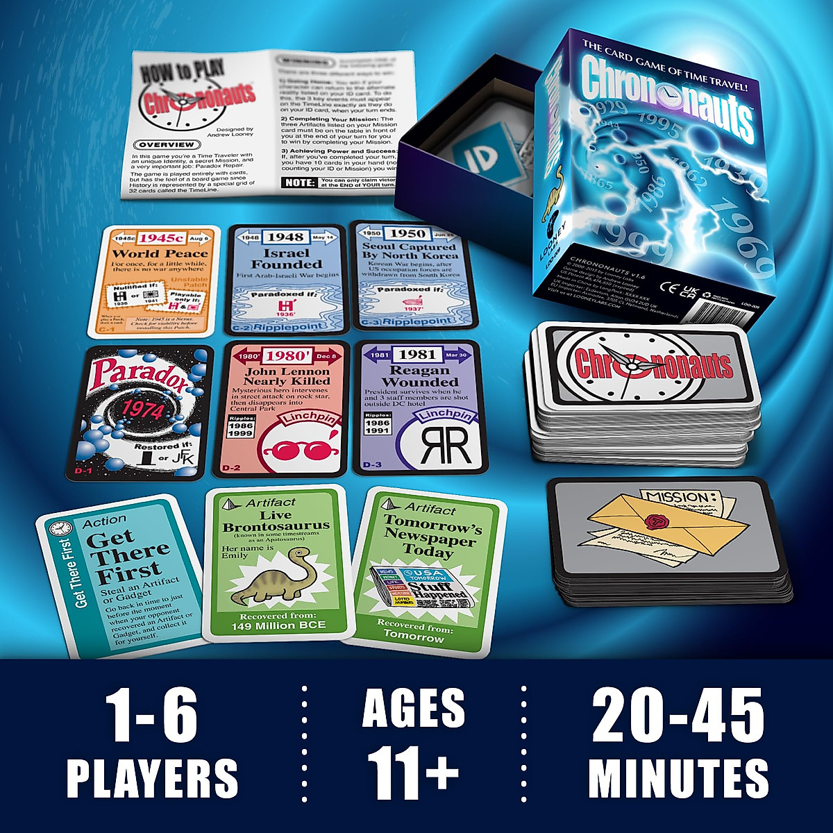 Looney Labs Chrononauts Card Game - Time-Travel Adventure for 1-6 Players