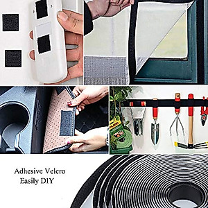 Double-Sided Adhesive, 8M Extra Strong Self-Adhesive Hook and Loop Tape Roll Sticky Back Strip with Strong Adhesive Tape Strip Fastener 8.8 Yards, 20mm Wide Black Used in Sewing, School, Office, Home