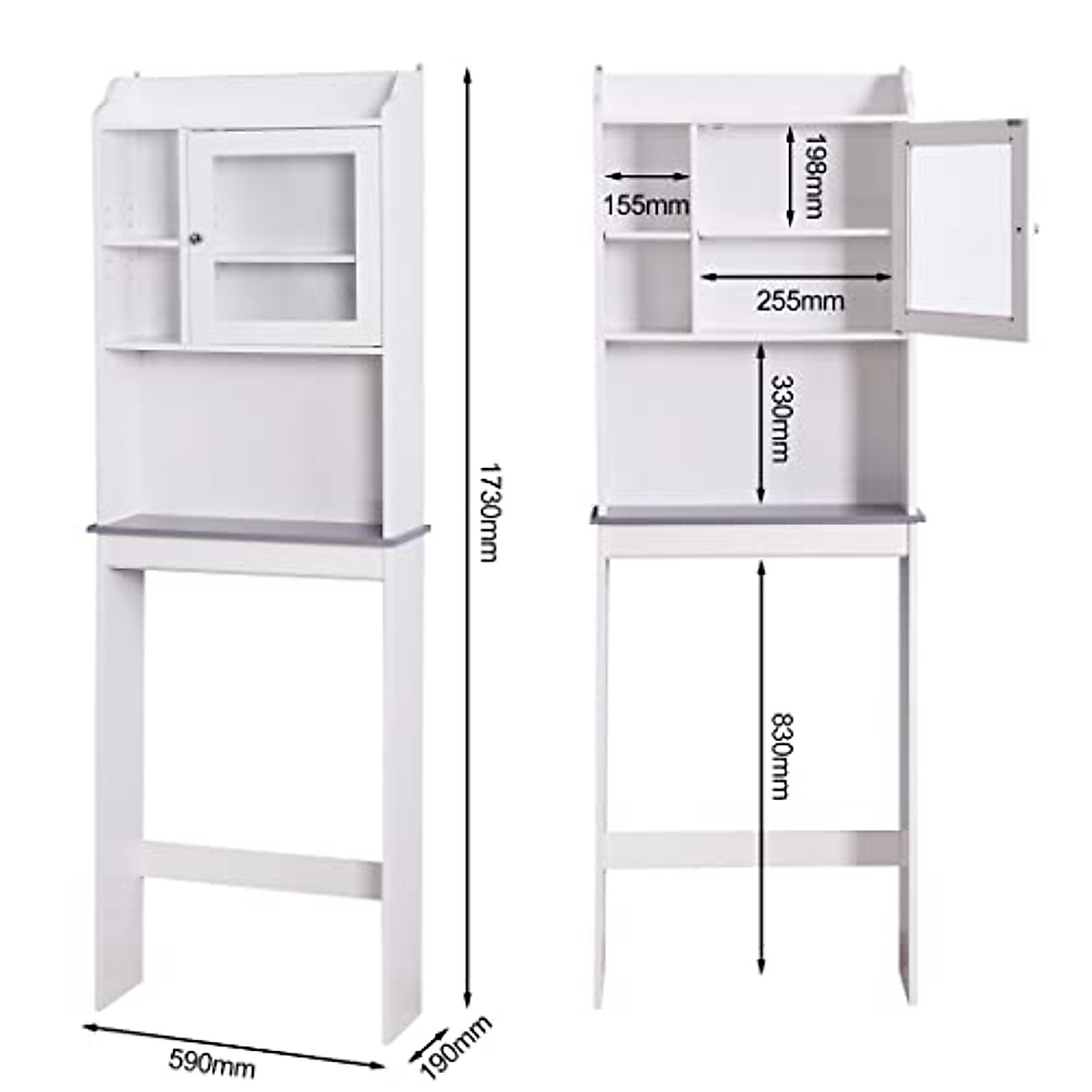 Yuxuanhang Modern Over The Toilet Space Saver Wood Storage Cabinet for Home, Bathroom Storage Cabinet Organizer, White