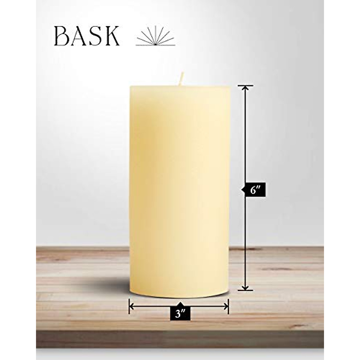 Mottled Pillar Candles by Bask - Set of 6-3" x 6" Dripless Unscented Candles in Ivory for Home Decor, Relaxation & All Occasions