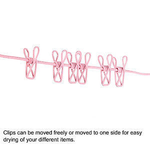uxcell Travel Clothesline, Portable Clothesline with 12 Clothespins, 2Pcs 1.8M/5.9ft Windproof Stretchy Elastic Laundry Clothes Line for Backyard Hotel Camping Indoor Outdoor, Pink
