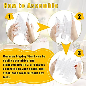 5 Tiers Square Macaron Tower Stand, Plastic Transparent Cake Stand Macaroon Display Rack Desserts Cupcake Holder Platter for Wedding, Birthday Party, Baby Shower, Party Decor by Greatstar