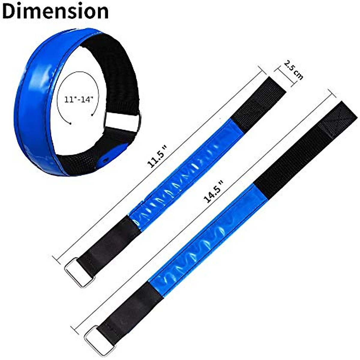 OMKHE Running Light for Runners (2 Pack) Rechargeable LED Armband Reflective Running Gear, LED Light Up Band for Joggers Bikers Walkers(Blue)