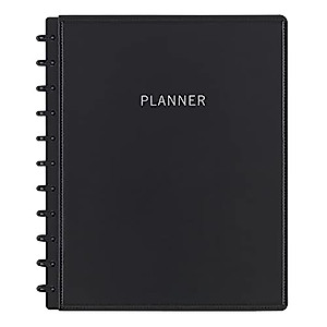 TUL® Discbound Monthly Planner Starter Set, Undated, Letter Size, Leather Cover, Black