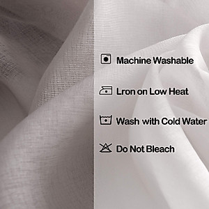 Hiasan Ombre Sheer Curtains 84 Inches Long - Faux Linen Decorative Voile Grommet Window Curtains for Bedroom and Living Room, Light Brown, 2 Drape Panels