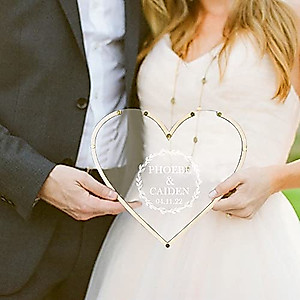 Personalized Wedding Guest Book Alternative Custom Rustic Wedding Book for Guests to Sign Guest Book Frame with Hearts for Reception Wedding Decorations, Graduation, Baby Shower (A-Heart Guestbook-2)