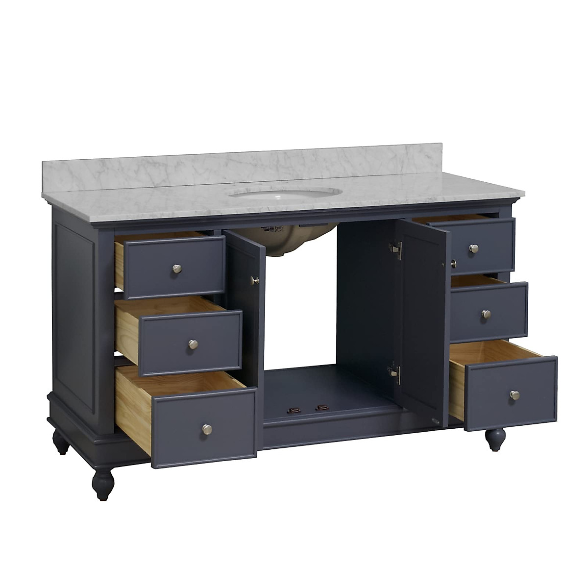 Kitchen Bath Collection Bella 60-inch Single Bathroom Vanity (Carrara/White): Includes White Cabinet with Authentic Italian Carrara Marble Countertop and White Ceramic Sink