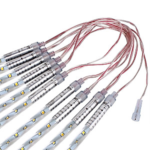 Vikdio Christmas Lights Outdoor, Meteor Shower Lights 50cm 10 Spiral Tubes 540 LEDs 3.15m Lit Length, Waterproof Snowfall Icicle Lights for Outdoor Xmas Decoration Party Tree Window (White)