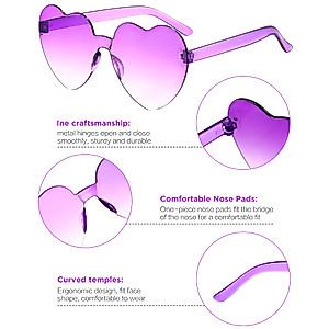 Yunsailing 30 Pcs Heart Shape Sunglasses Rimless Heart Glasses Bulk Colorful Glasses for Adults Trendy Glasses Women Eyewear (Multicolor)