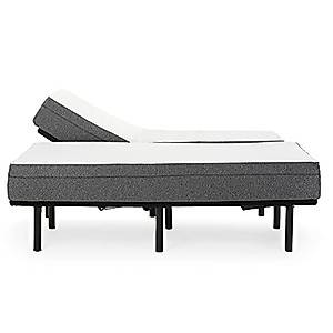 Blissful Nights e1 Adjustable Bed Frame with 8" Firm Gel Infused Memory Foam Mattress, Head Only Incline and Wired Remote No Tools Required Assembly (Split King)